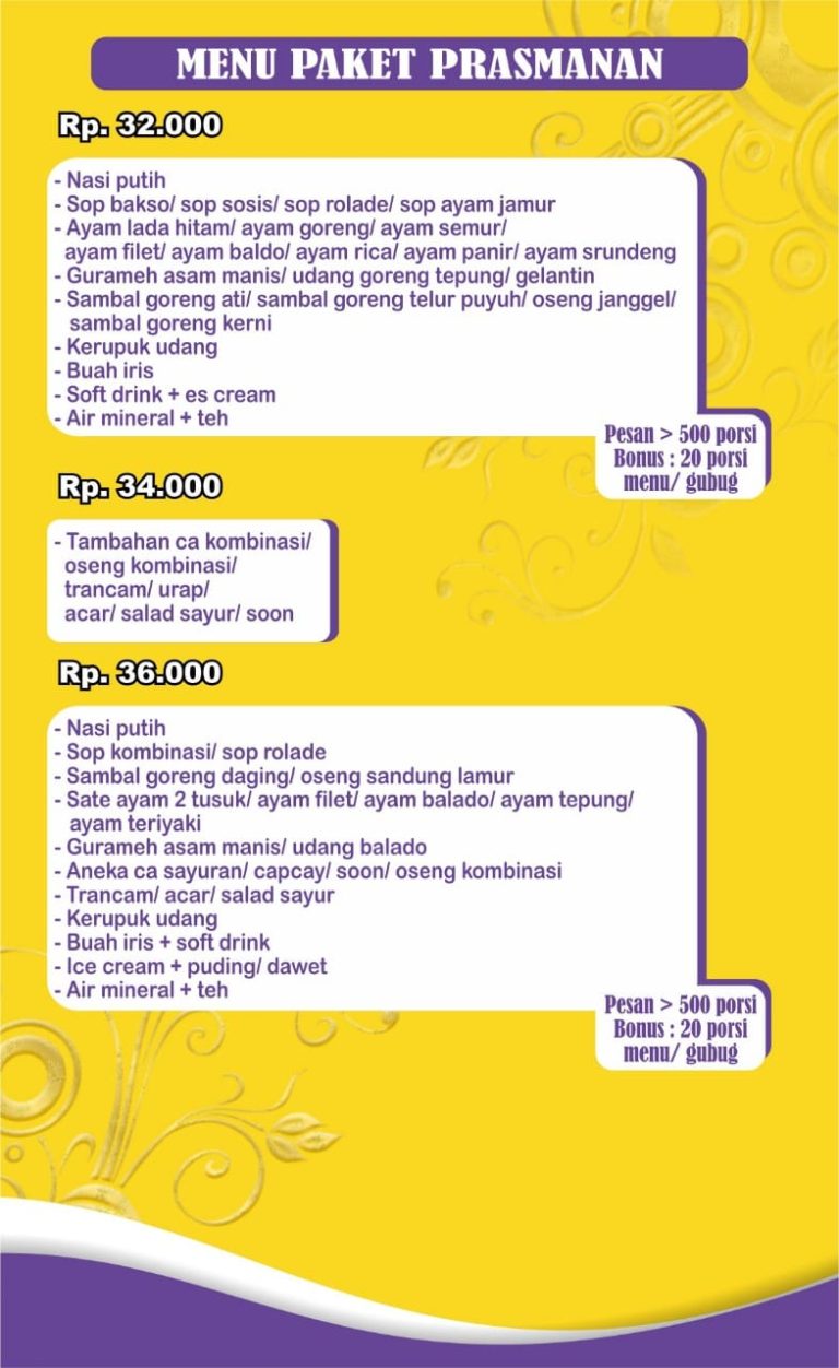 Menu prasmanan khas Jawa - AMM Catering